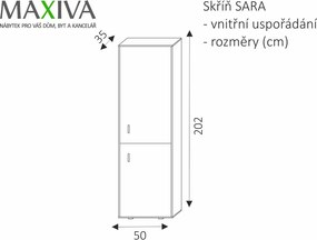 MAXIVA Skříň - SARA, světlá borovice/tmavá borovice