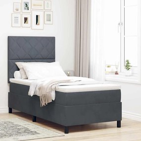 Postel s boxspringem s čelo Tmavě šedá 90 x 190 cm samet 3339867