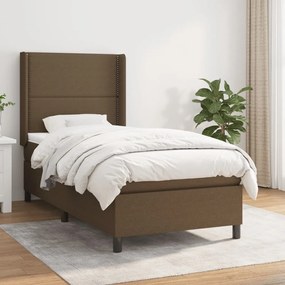 vidaXL Box spring postel s matrací 90x190 cm textil [3131318] Barva: tmavě hnědá