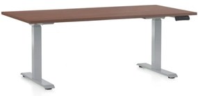 Výškově nastavitelný stůl OfficeTech D, 160 x 80 cm, šedá podnož, ořech