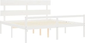 Postel s čelem pro seniory bílý 200x200 cm masivní dřevo 3195372