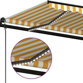 Automatická markýza LED a senzor větru 400x350 cm žlutobílá 3069193