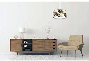 Závěsné svítidlo Gold Flowers, 1x bílé textilní stínítko s květinovým vzorem, (výběr ze 2 barev konstrukce), (fi 40cm)