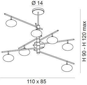 Metal Lux 260.188.07 Dolce, závěsné svítidlo 8xG9, chrom/satinované sklo, 80x50cm