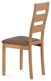 Autronic Dřevěná jídelní židle Jídelní židle, masiv buk, barva buk, potah hnědý melír (BC-2603 BUK3)