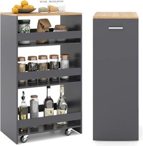 Costway 30 cm široký vozík do výklenku s madlem a zábradlím 4 patro kuchyňský