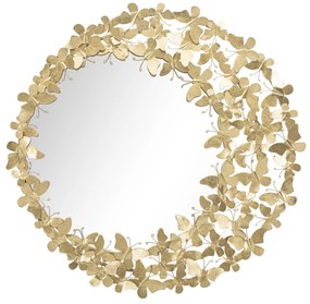 Zlaté nástěnné zrcadlo Mauro Ferretti Butterflies Round, 81,5x3,5 cm
