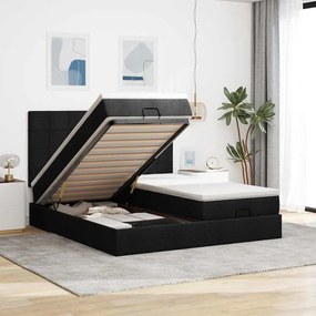 Osmanský rám postele s matrací černá 160x200cm textil 3314536