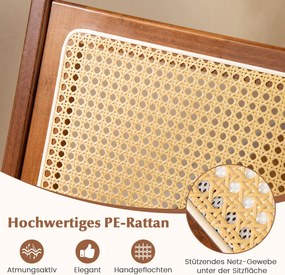 Costway Ratanové křeslo s přízvukem a ergonomickou opěrkou a područkou bambusové