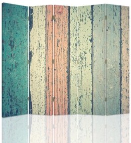Ozdobný paraván Dřevěná prkna - 180x170 cm, pětidílný, klasický paraván