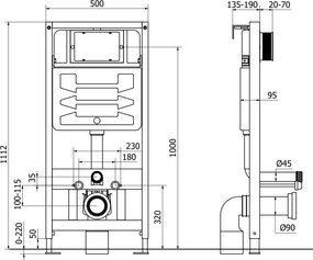 Mexen Fenix Slim, podomítkový modul a závěsné WC Carmen, černá matná, 6103388XX85
