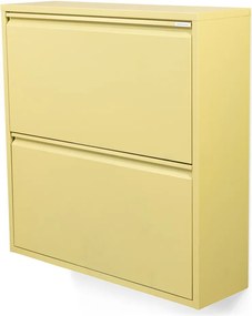 Světle žlutý ocelový výklopný/závěsný botník 75x77,5x22,5 cm Billy – Spinder Design