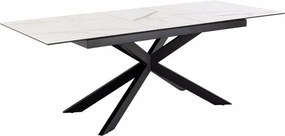 Jídelní rozkládací stůl Irwine 168/210 cm bílý mramor/černý