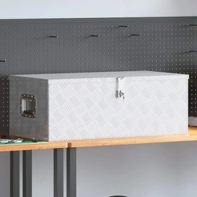 Úložný box stříbrný 90 x 47 x 33,5 cm hliník 152254