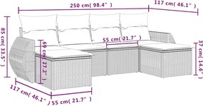 6dílná zahradní sedací souprava s poduškami černá polyratan 3254052