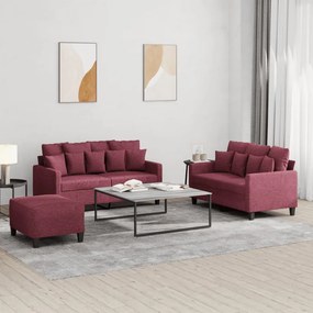 3dílná sedací souprava s poduškami vínová textil 3201662