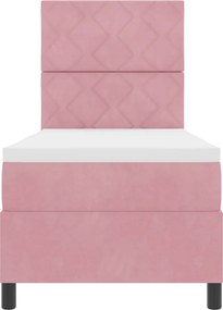 Postel s boxspringem s čelo Růžová 80 x 200 cm samet 3339865