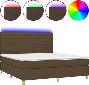 Box spring postel s matrací a LED tmavě hnědá 160x200 cm textil 3135528