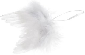 andělská křídla z peří glitter (1 ks) - bílá