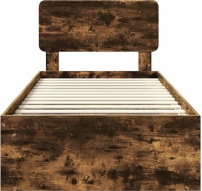 Rám postele s čelo Kouřový dub 75 x 190 cm Masivní borové dřevo 3412145
