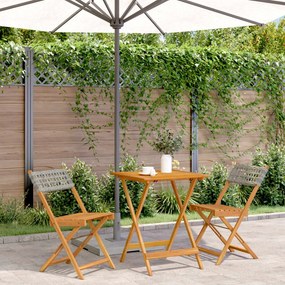 3dílný bistro set šedý polyratan a masivní dřevo 3281755