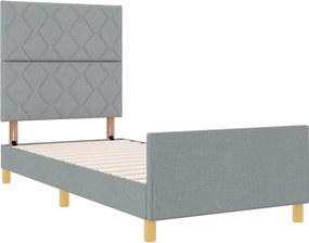 Rám postele s čelo Světle šedá 90 x 200 cm textil 3344774