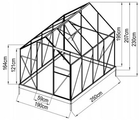 Bestent Polykarbonátový skleník 2,5x1,9x1,95m