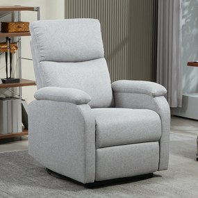 HOMCOM Relaxační Křeslo, Televizní Křeslo s Funkcí Polohování, Čalouněné Televizní Křeslo s Vzhledem Lnu, Relaxační Křeslo s Jádrem z Taštičkových Pr…