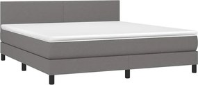 Box spring postel s matrací a LED tmavě šedá 160x200 cm textil 3133006