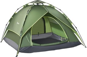 Outsunny Stan pro 3 osoby, lehký a stabilní stan s vchodem, taškou na přenášení, podlážkou, rodinný stan s vodním sloupce 1000 mm | Aosom