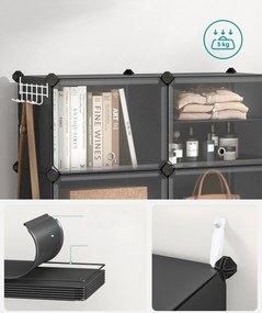 Modulární botník Lux s 10 dvířky čirý/černý