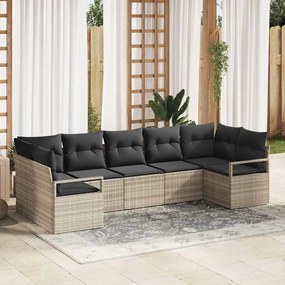 Set pohovek 7 ks Světle šedá polyratan 3346532