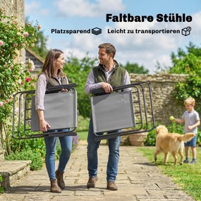 Sada zahradního nábytku sedací souprava 119 x 68 cm skleněný stůl se 6 skládacími židlemi slunečník vzor vodní vlna šedá