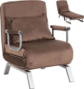 Rozkládací křeslo Halsin Velvet, hnědá