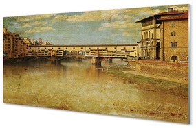 akrylový obraz Italy River Mosty budovy 100x50 cm