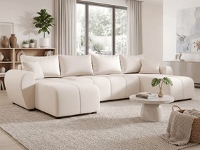Rozkládací sedací souprava do U SEVIO 311x145 cm, krémová + 2 polštářky ZDARMA