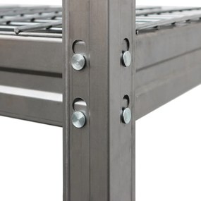 Kovový regál BULLRACK RIVET, 200x180x60 cm, 4x síťovaná drátěná police, 600 kg na polici, zinek