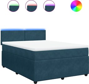 Box spring postel s matrací modrá 140 x 200 cm samet 3290056