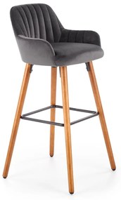 Vysoká barová židle Čalouněná Dřevěné nohy Šedá MEDEA
