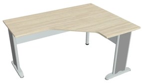 Stůl ergo lomený levý 160×120/60 cm - Hobis Cross CEV 60 L Dekor stolové desky: akát, Dekor lamino podnože: šedá, Barva nohou: Stříbrná