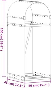 vidaXL Stojan na dřevo 40 x 45 x 100 cm pozinkovaná ocel [364547] Barva: světle šedá