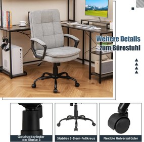 Costway Ergonomická kancelářská židle s područkami a kolečky Výškově