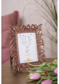 Zlato-hnědý fotorámeček se zdobným okrajem listů – 10x15 cm