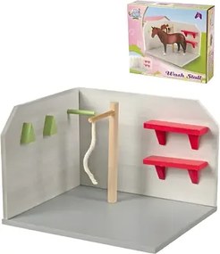 KIDS GLOBE Mycí box pro koně / Dřevěná stavebnice / 1:24 / od 3 let