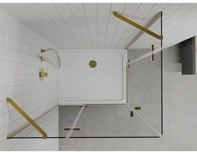 Mexen Roma Duo, sprchový kout 100 (dveře) x 90 (dveře) cm, 6mm čiré sklo, zlatý profil + sprchová vanička, 854-100-090-50-02-4010G