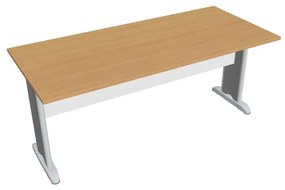 Stůl jednací rovný 180 cm - Hobis Cross CJ 1800 Dekor stolové desky: buk, Dekor lamino podnože: bílá, Barva nohou: Stříbrná