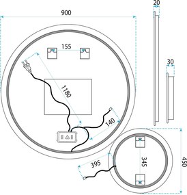 Rea Zrcadlo ⌀90 a ⌀45 cm s vyhříváním a regulovatelným LED osvětlením HOM-08532