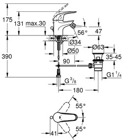 GROHE Swift - Páková bidetová baterie, velikost S, chrom 23266000