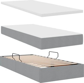 Postel s úložným prostorem Světle šedá 180 x 200 cm Umělá kůže 3370925