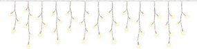 Eco Fix venkovní LED rampouchy, světelné, 200 × 50 cm, teple bílá, 60 diod, 36 V, bílý kabel, IP44, prodlužovací